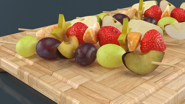 modelo 3d Pinchos de madera con fruta a bordo - TurboSquid 2381259