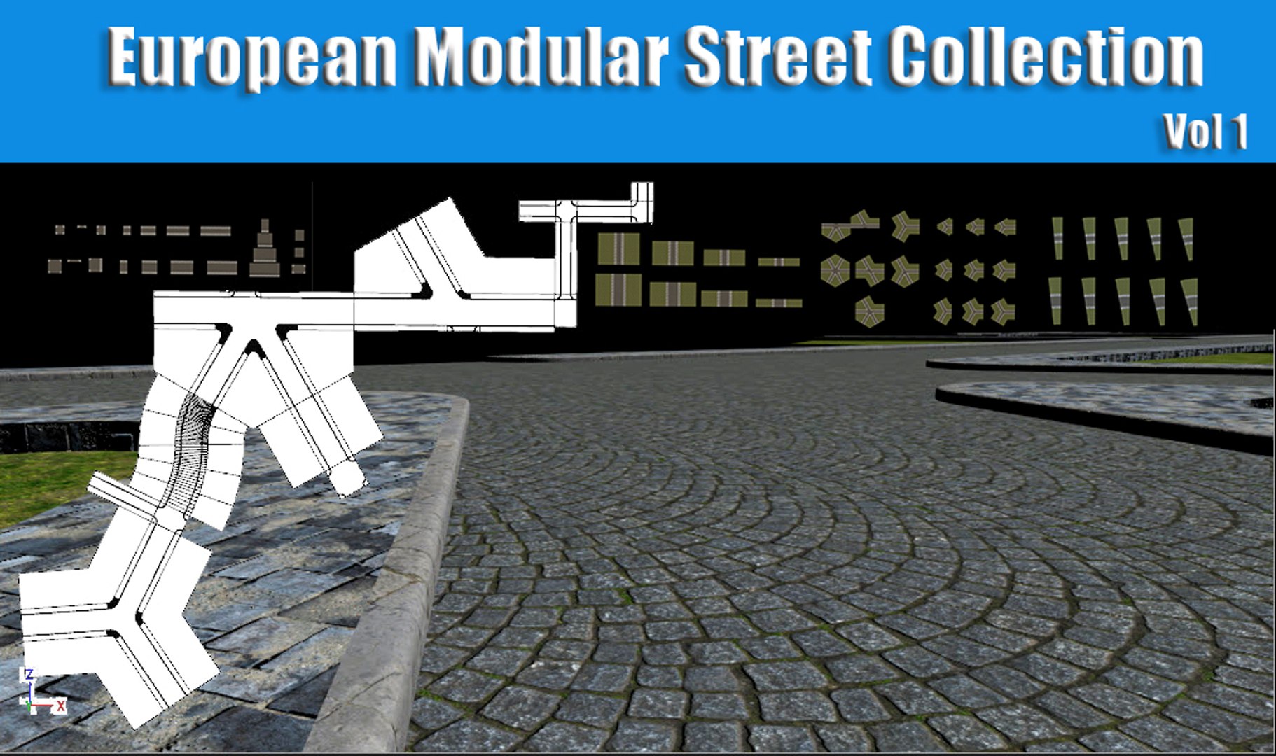 Modular European Street Road Model - TurboSquid 1354625