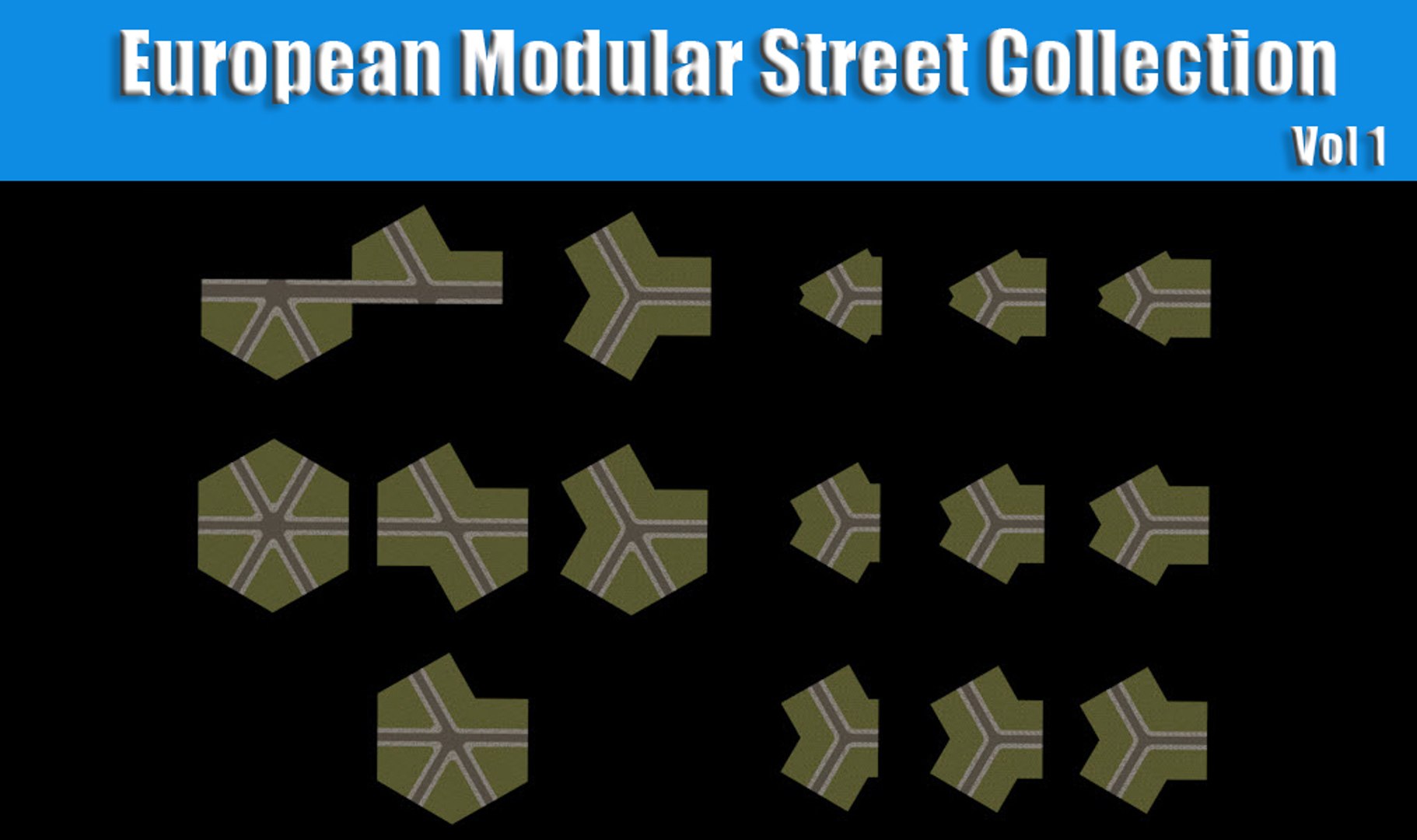 Modular European Street Road Model - TurboSquid 1354625