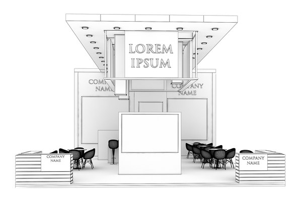 modelo 3d Stand Stand de exposición Stand 8x10m Alto 500 cm 3 Laterales ...