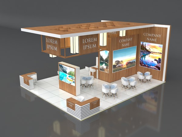 ブース展示スタンドストール8x10m高さ500cm3サイドオープン3Dモデル - TurboSquid 1711175