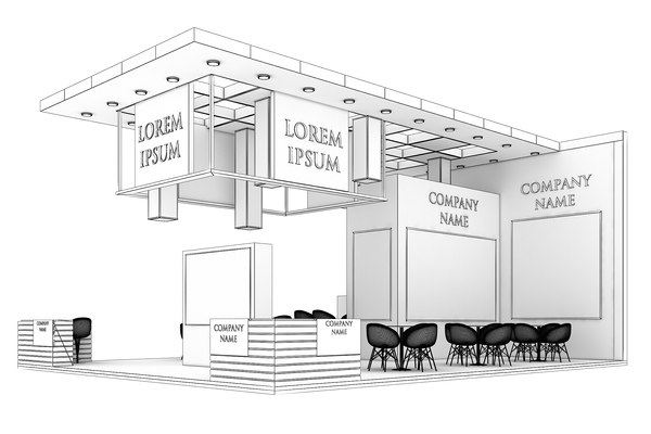 ブース展示スタンドストール8x10m高さ500cm3サイドオープン3Dモデル - TurboSquid 1711175