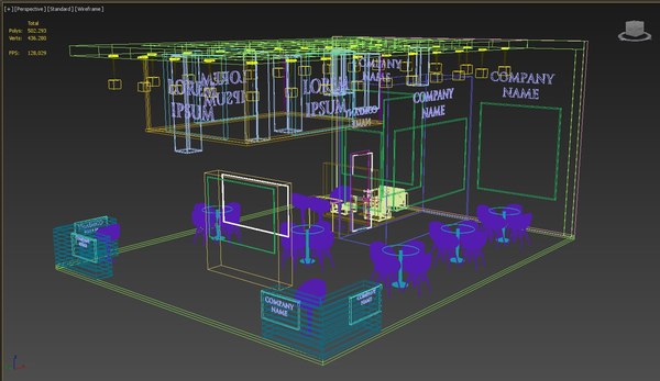 ブース展示スタンドストール8x10m高さ500cm3サイドオープン3Dモデル - TurboSquid 1711175