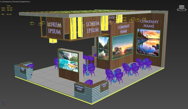 modelo 3d Stand Stand de exposición Stand 8x10m Alto 500 cm 3 Laterales ...