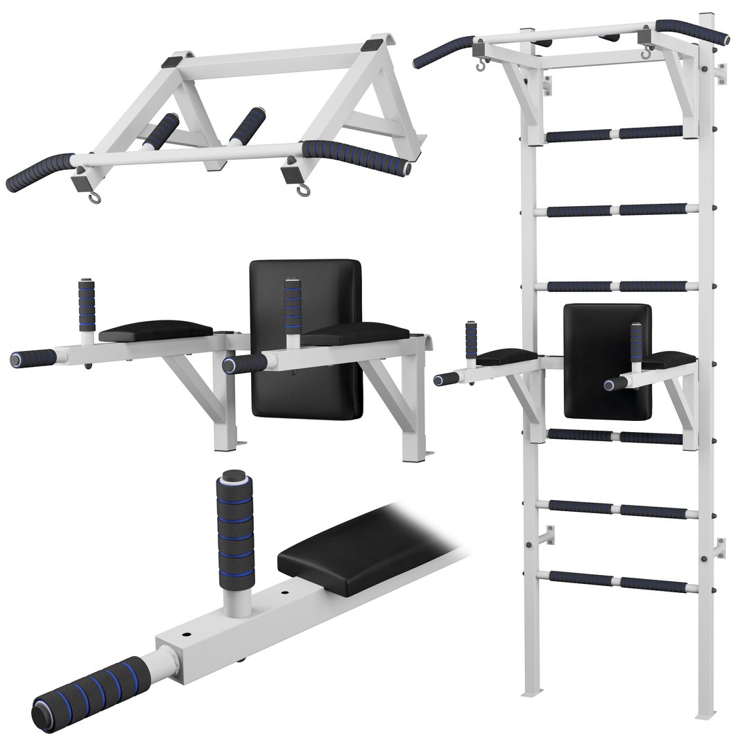3D Set - Swedish Wall Horizontal Bar-press Folding Bars And Horizontal ...