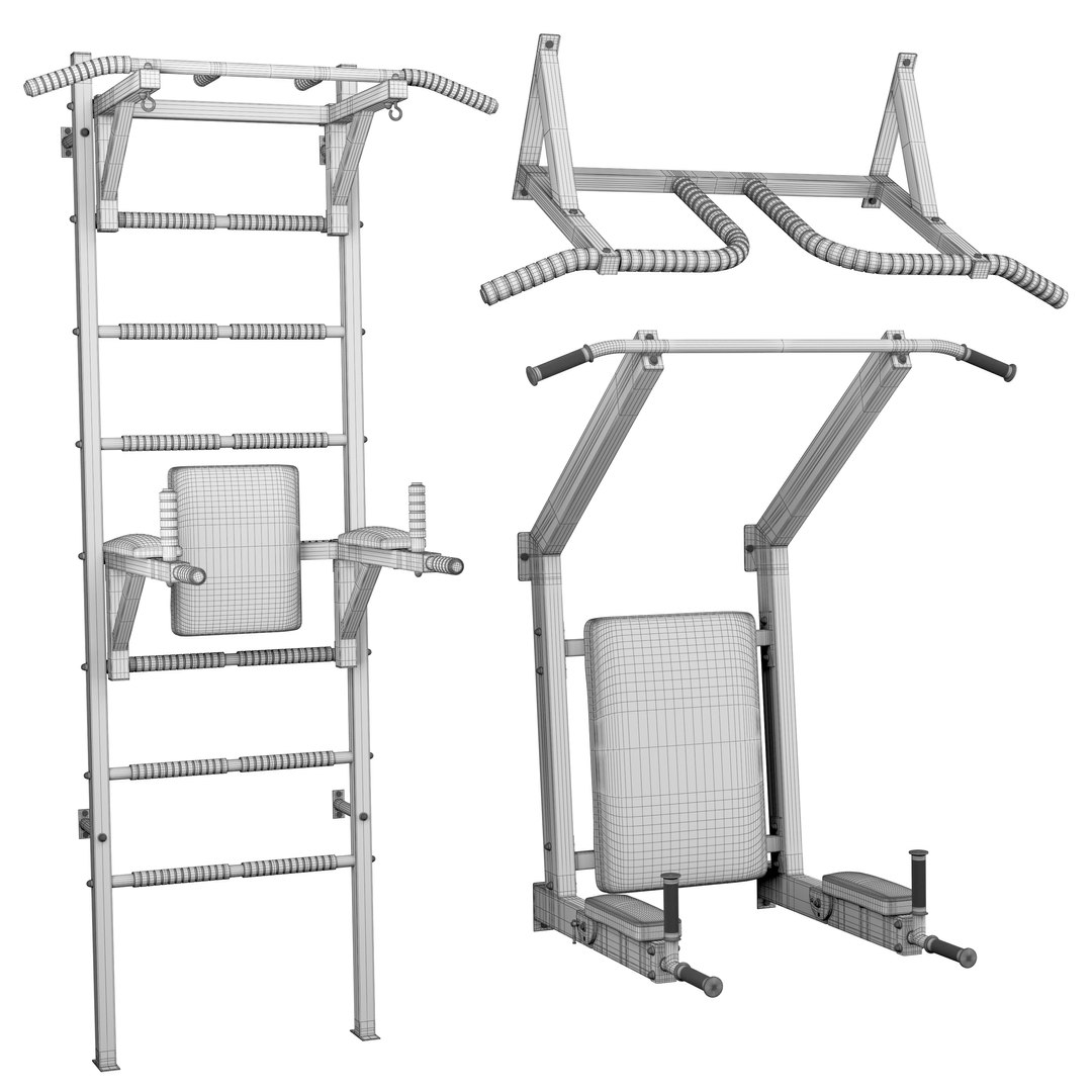 3D Set - Swedish Wall Horizontal Bar-press Folding Bars And Horizontal ...