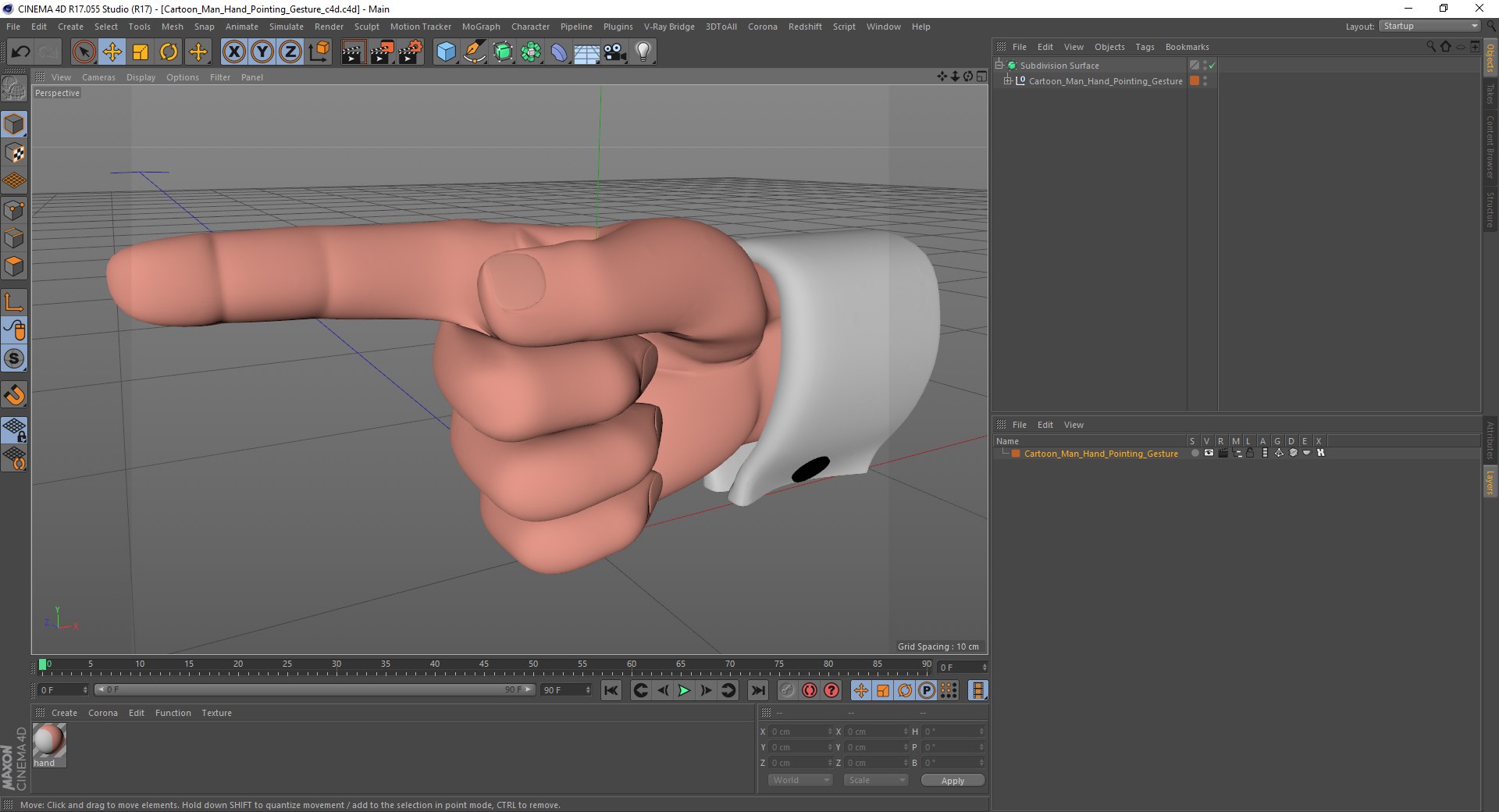 3D cartoon man hand pointing - TurboSquid 1516123