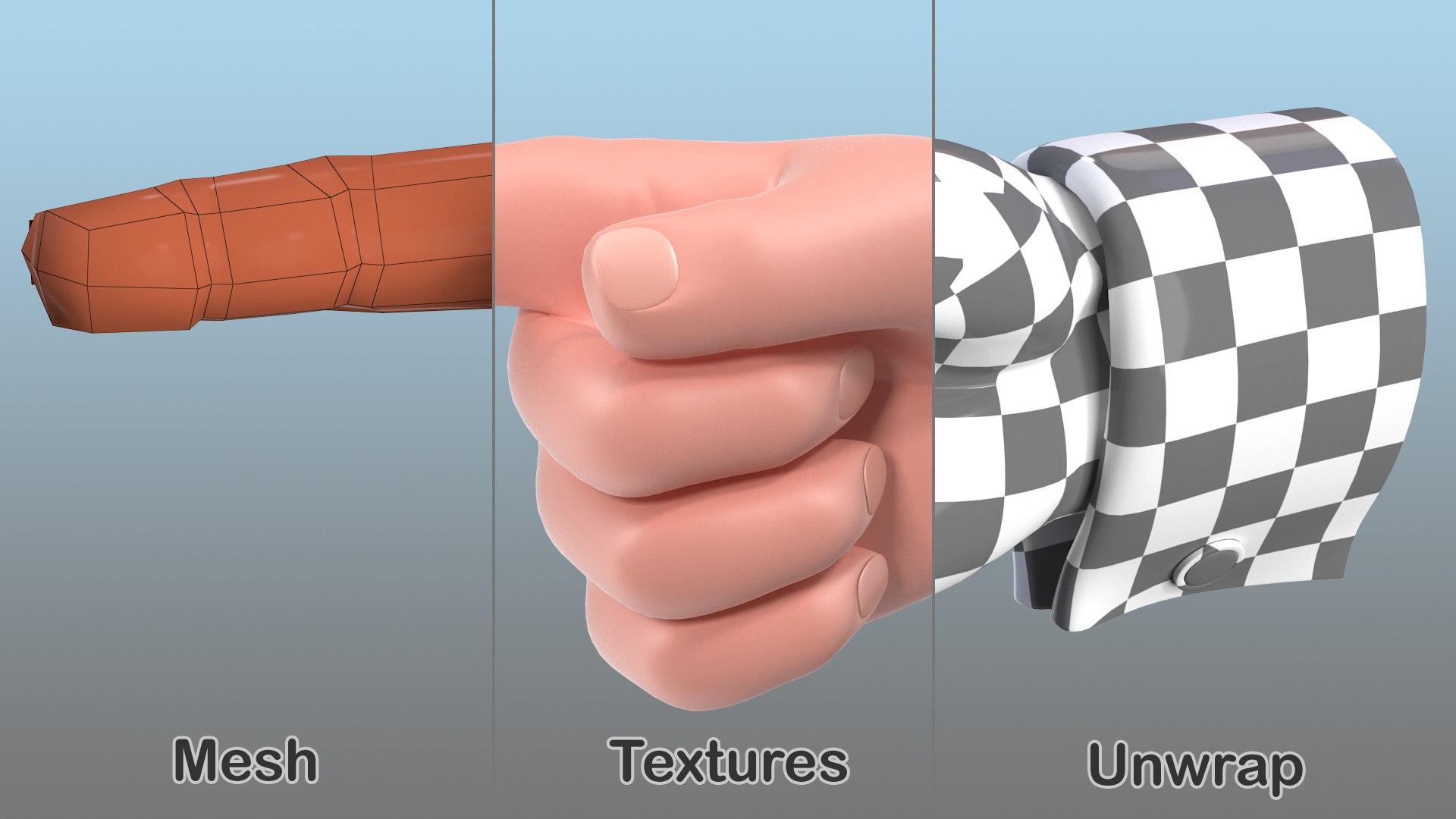 3D cartoon man hand pointing - TurboSquid 1516123