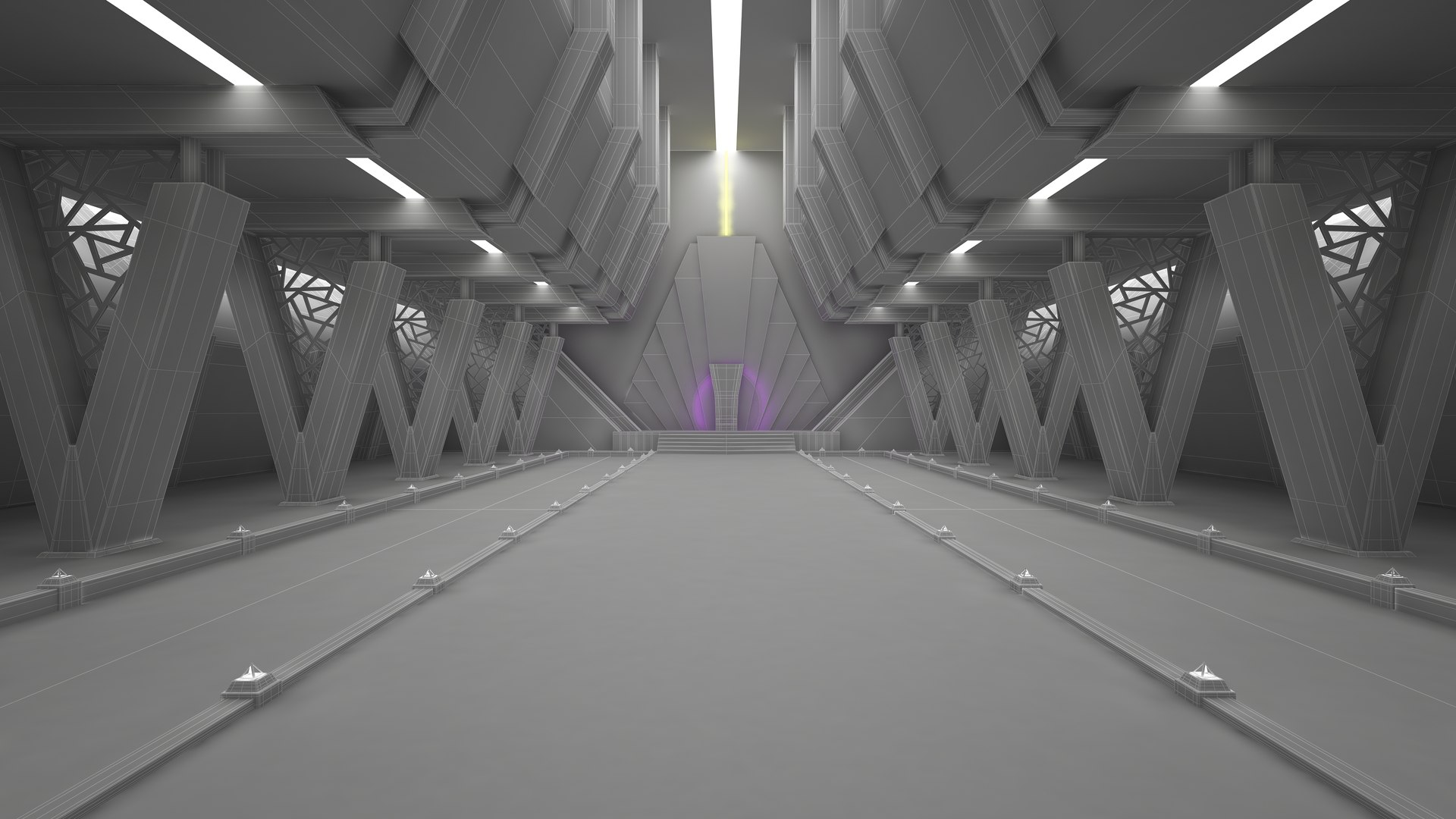 Sci-fi Interior Throne Room Set 2in1 3D Model - TurboSquid 2396787