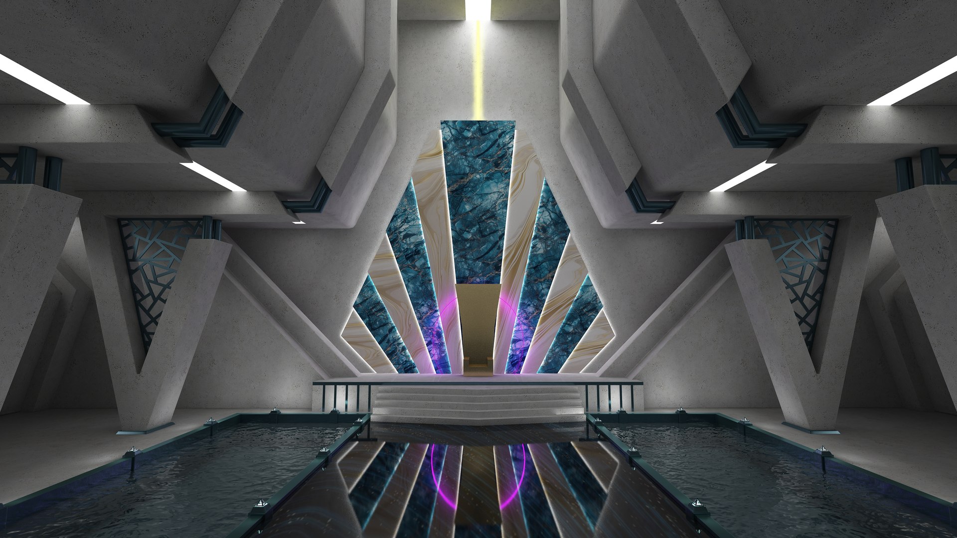 Sci-fi Interior Throne Room Set 2in1 3D Model - TurboSquid 2396787