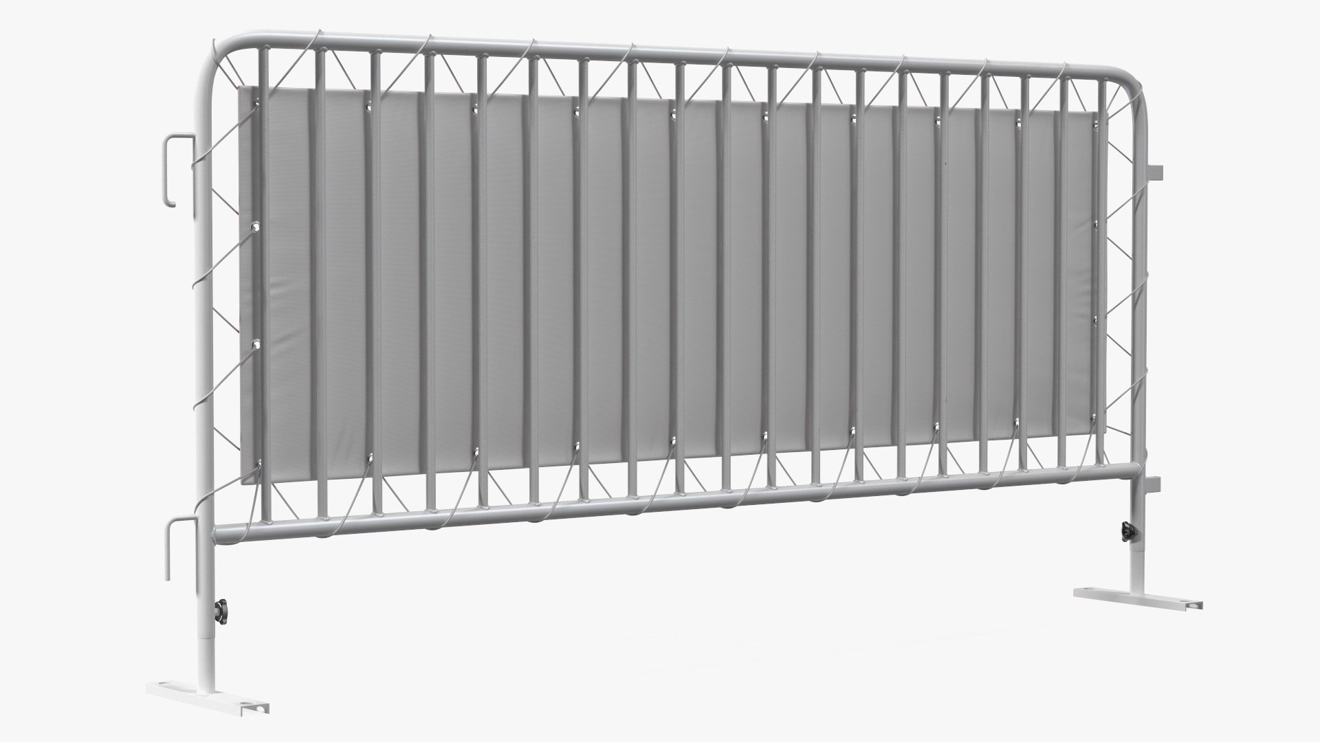 Red and White Crowd Control Barriers Line with Banners 3D model ...