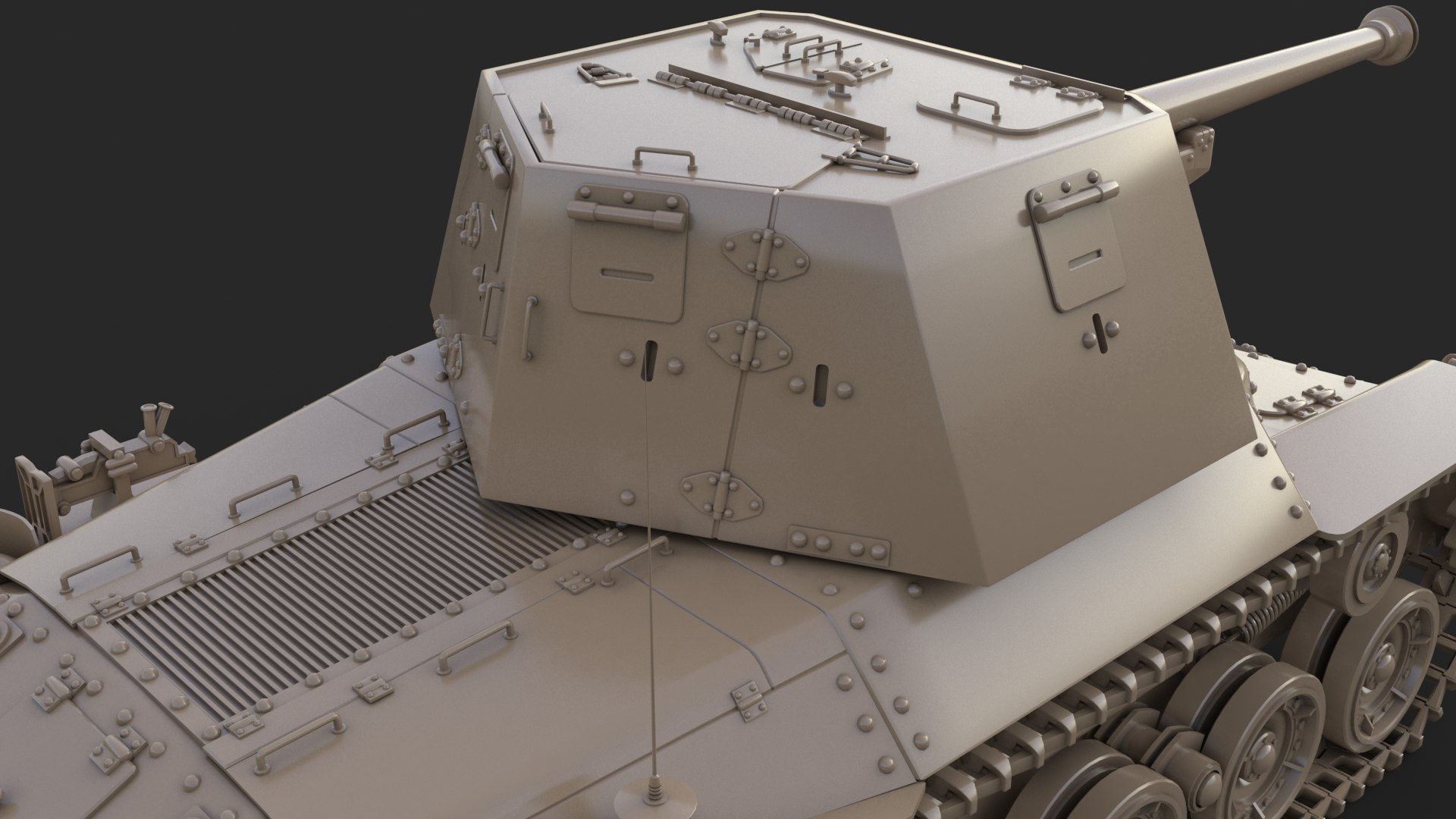 3D Tank Type 3 Ho Ni III Japan Clay Vray Model - TurboSquid 1740297