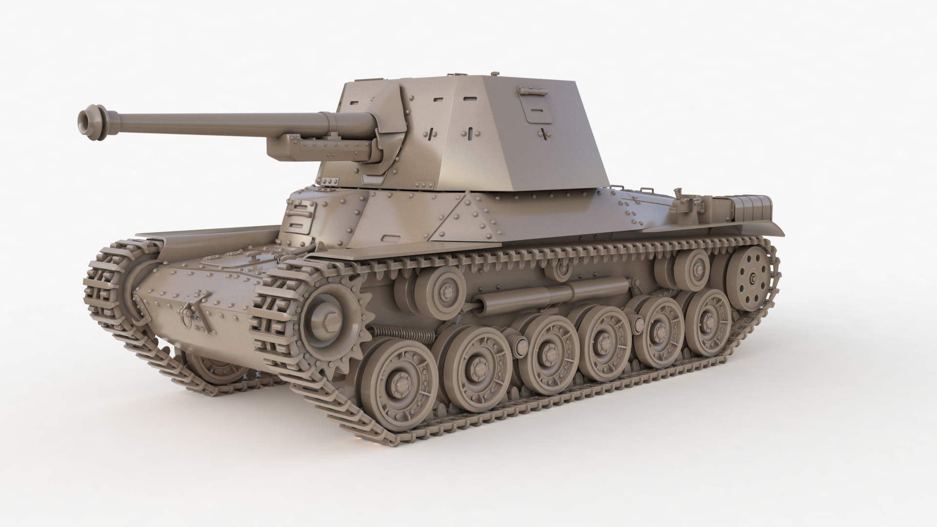 3D Tank Type 3 Ho Ni III Japan Clay Vray Model - TurboSquid 1740297
