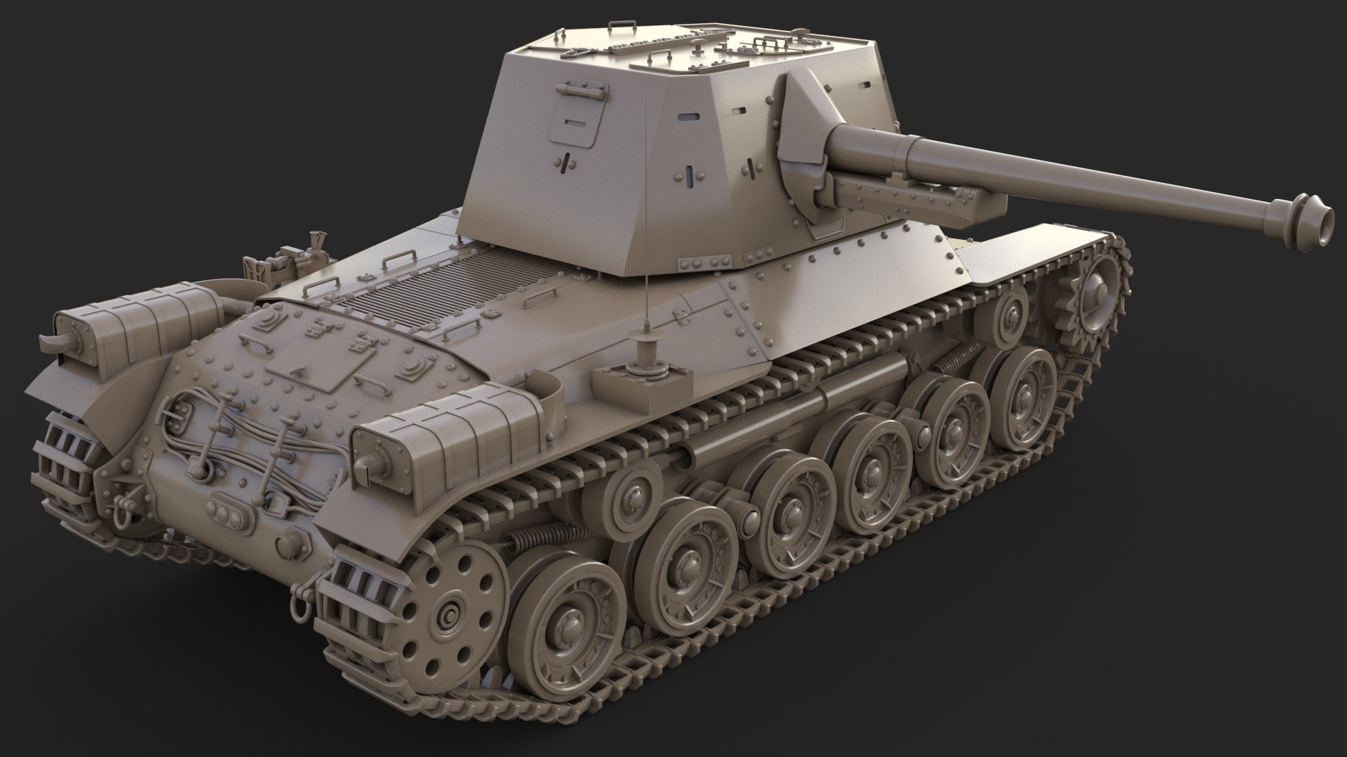 3D Tank Type 3 Ho Ni III Japan Clay Vray Model - TurboSquid 1740297