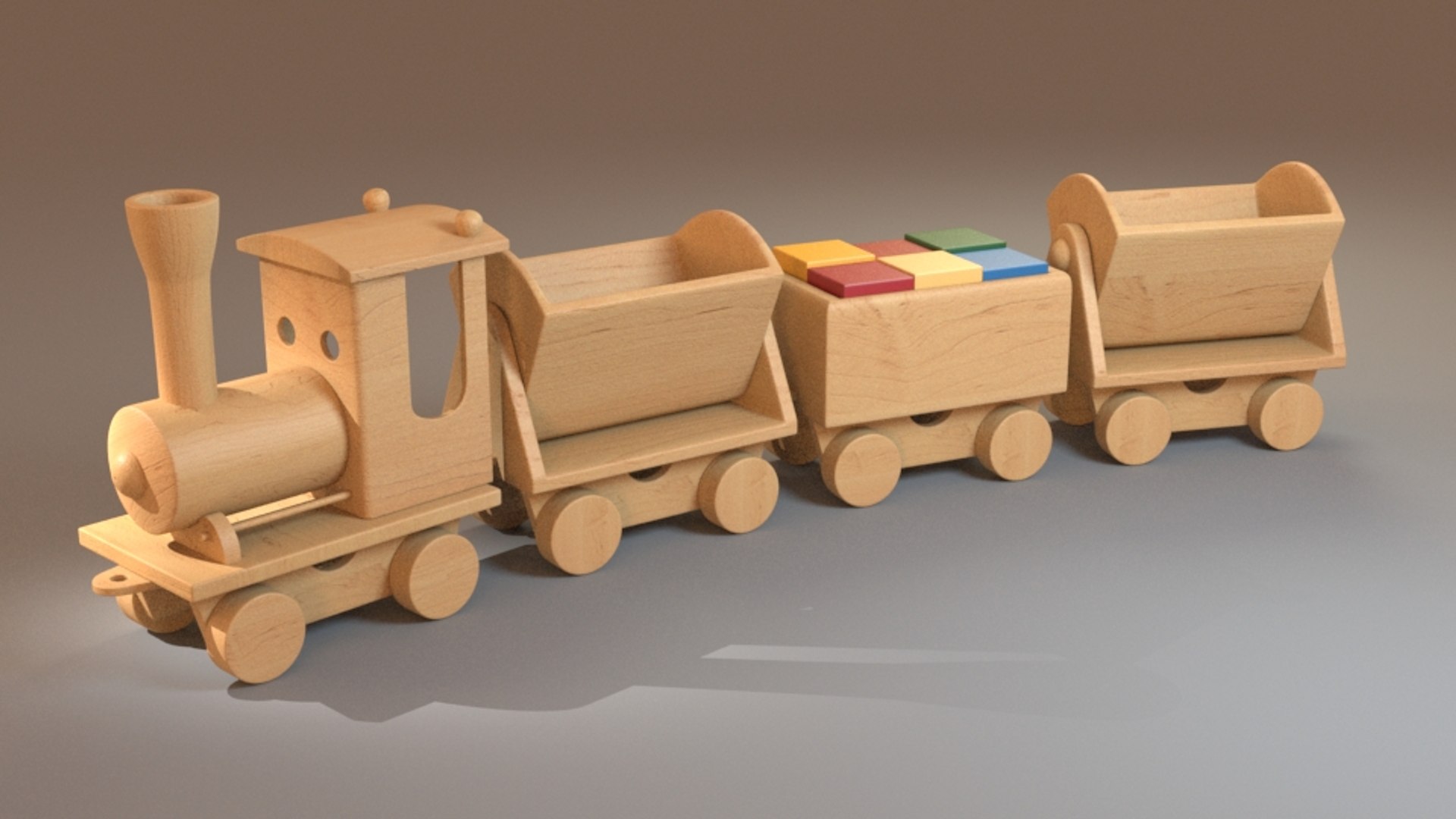Wooden Train 3d Obj