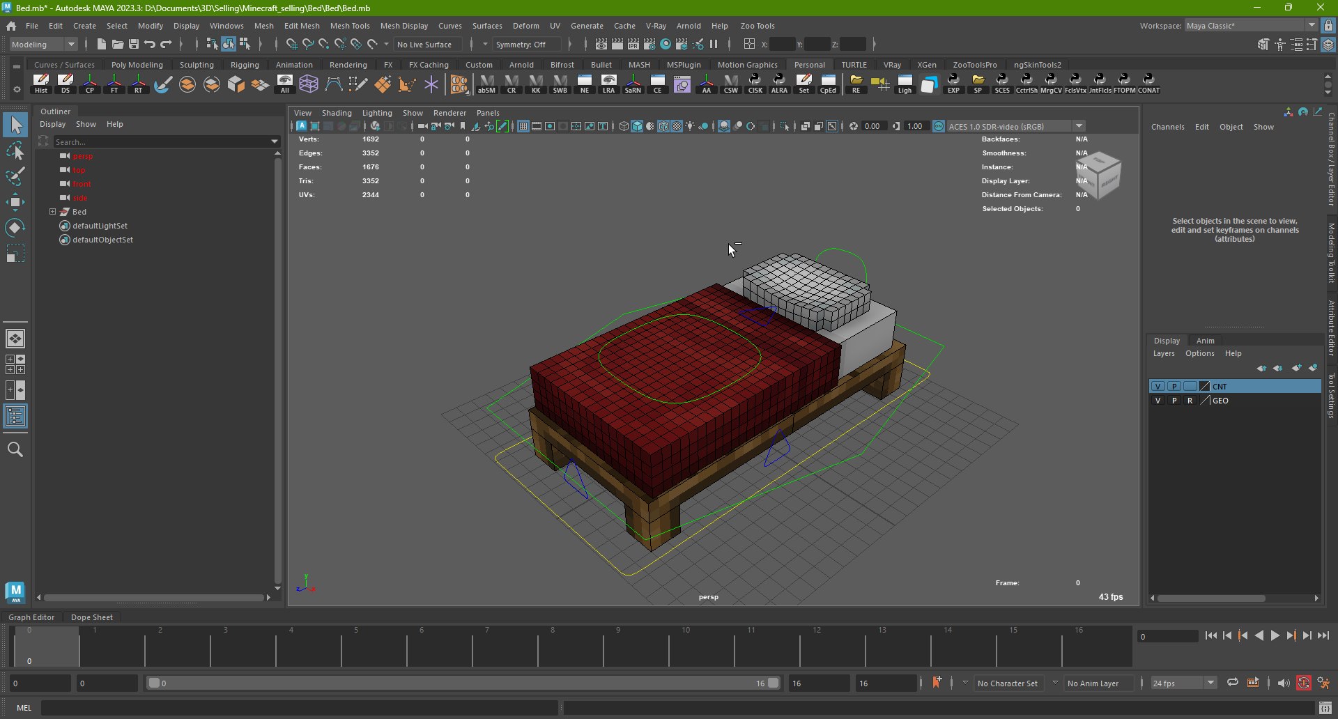 3D Model Minecraft Bed Rig - TurboSquid 2494698