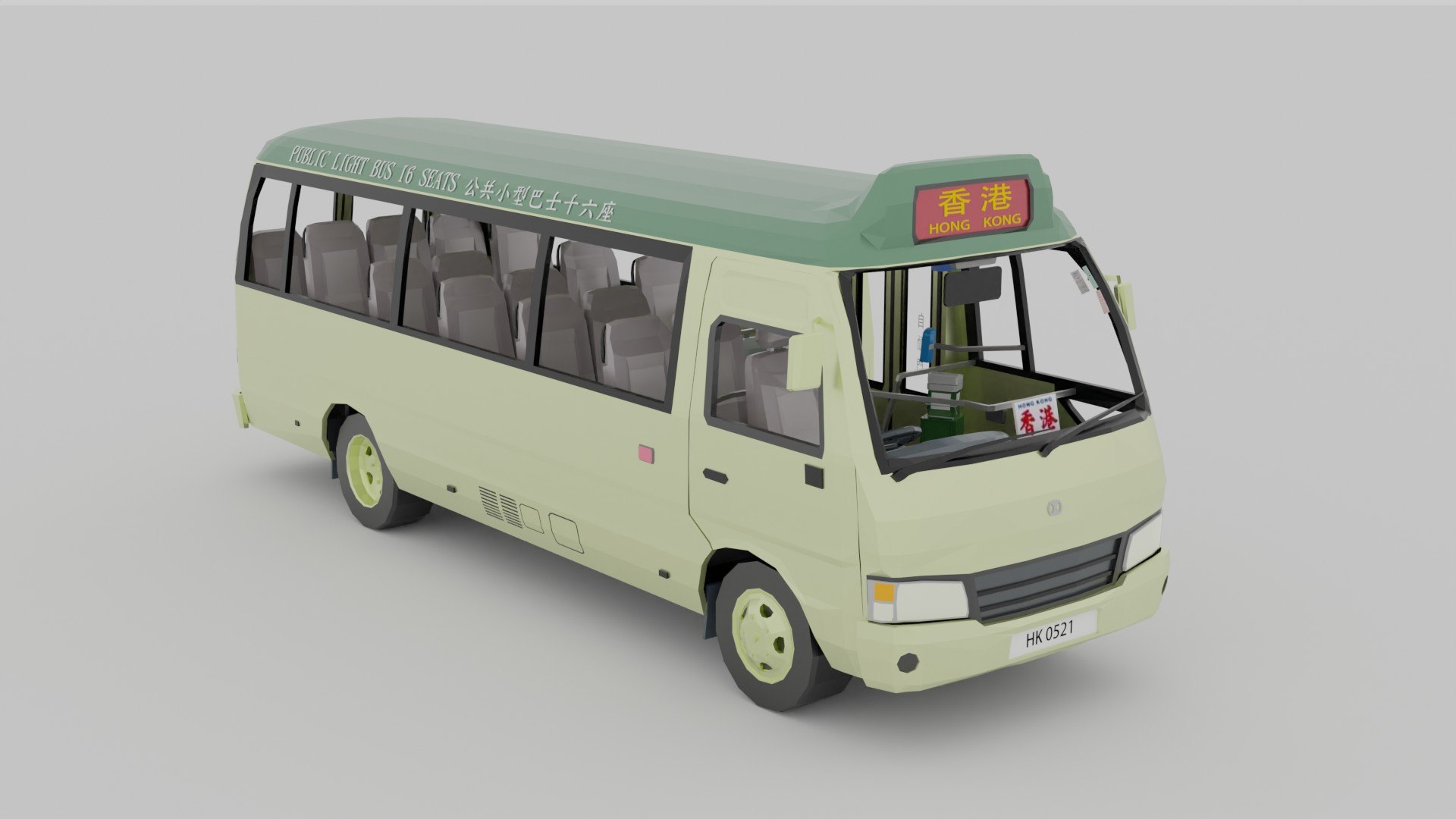 Hong Kong Green Mini Bus Model - TurboSquid 2022429
