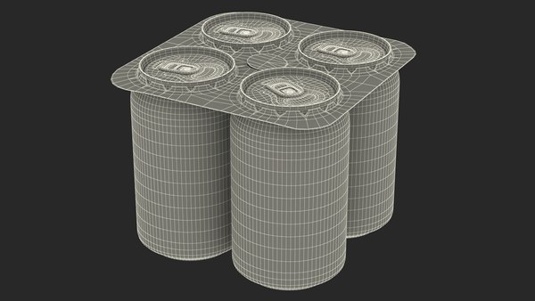 modelo 3d Solución de 4 latas de refresco en paquete múltiple a base de ...