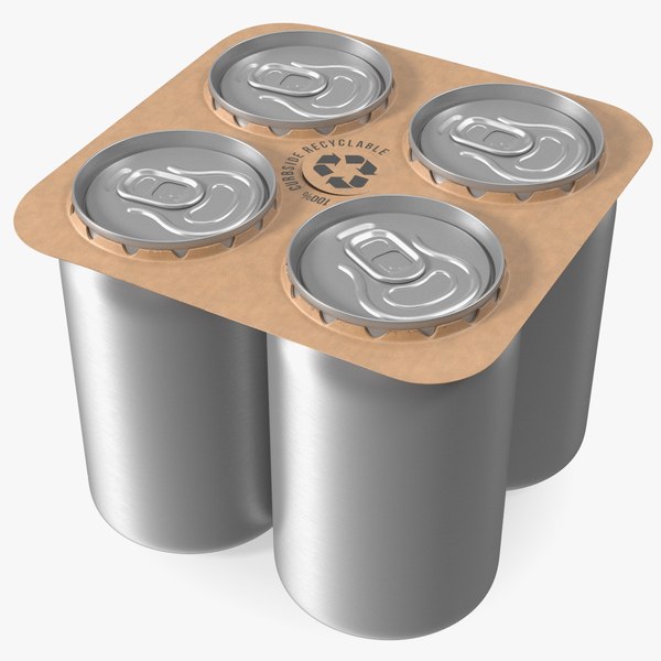 modelo 3d Solución de 4 latas de refresco en paquete múltiple a base de ...