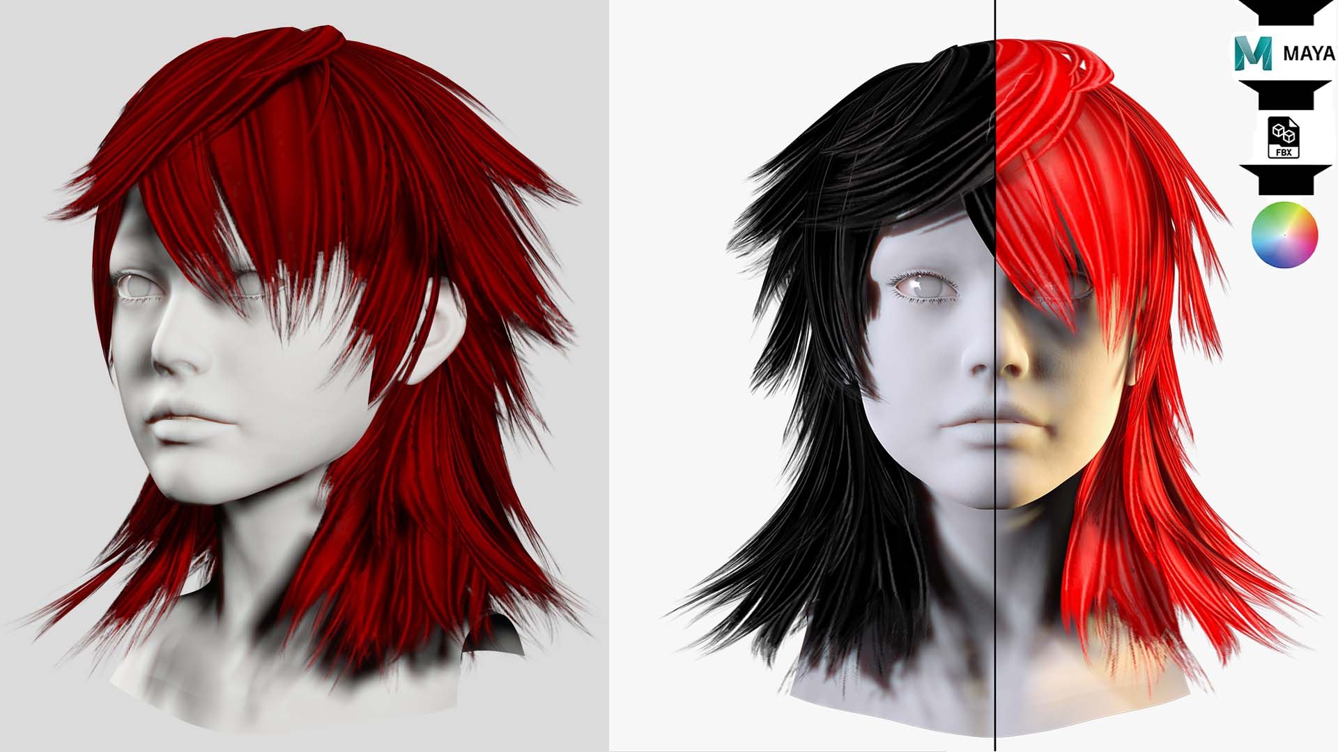 3D Female Hair - Emo Hair Cut - TurboSquid 2225875