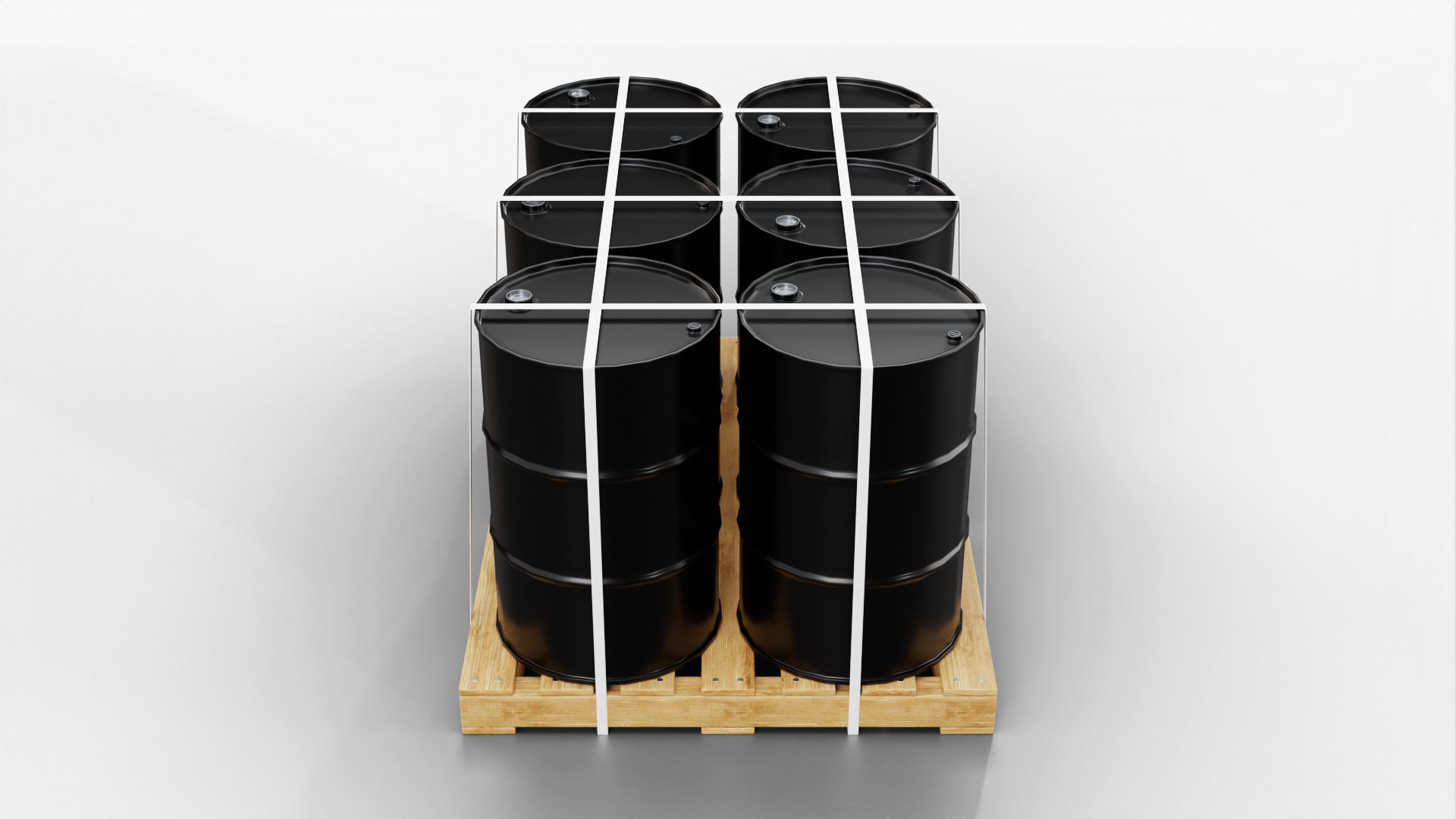 Black Barrels With Pallet Model - TurboSquid 2173922