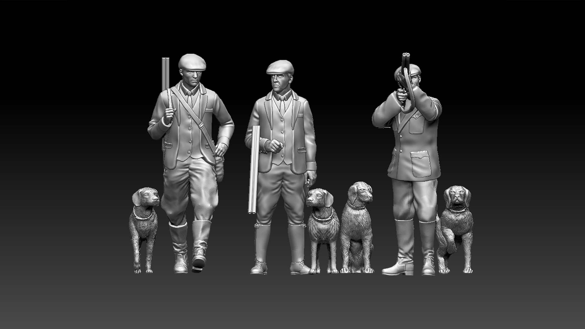 HUNTERS AND DOGS 3D Model - TurboSquid 2064606