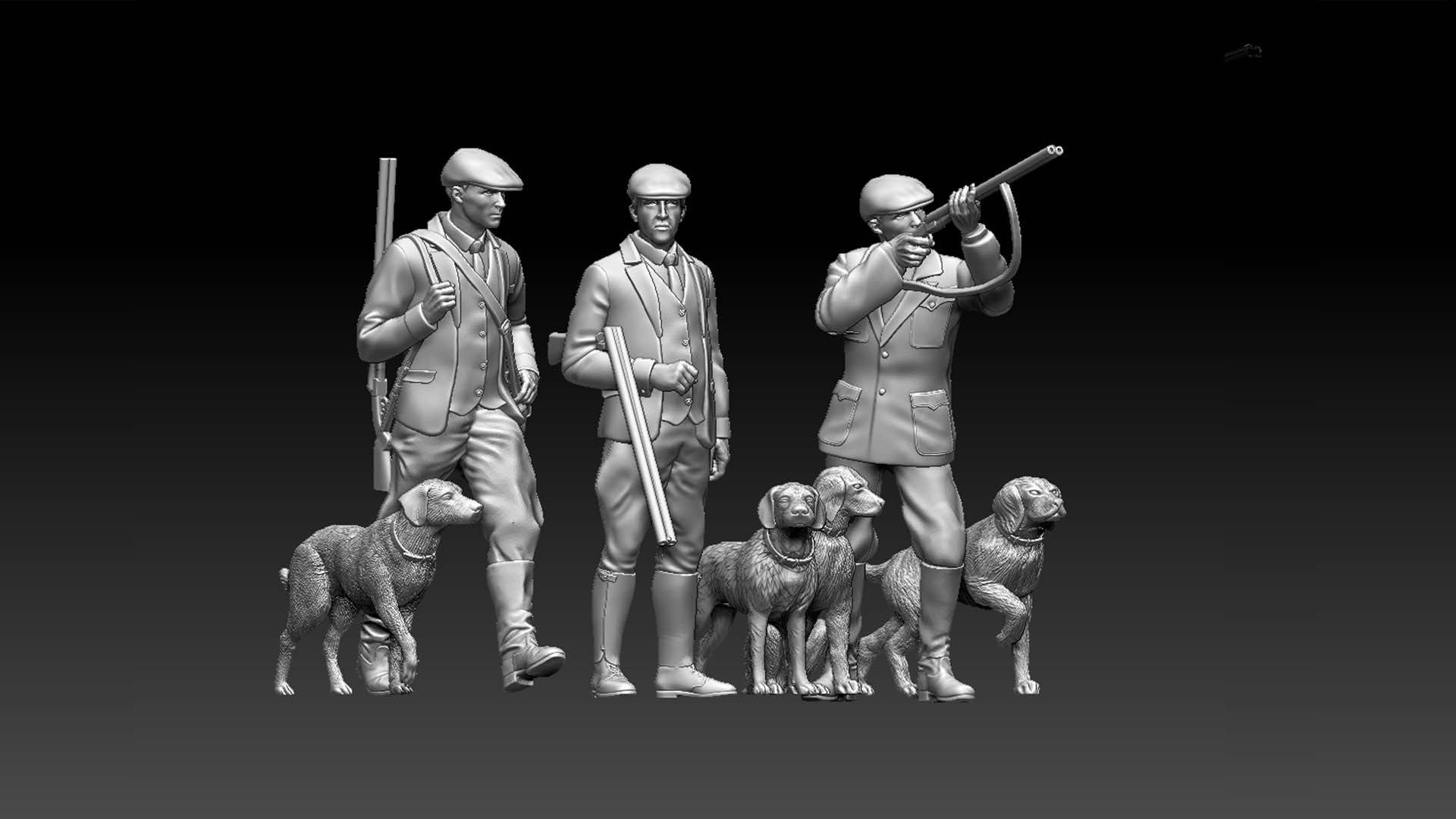 HUNTERS AND DOGS 3D Model - TurboSquid 2064606