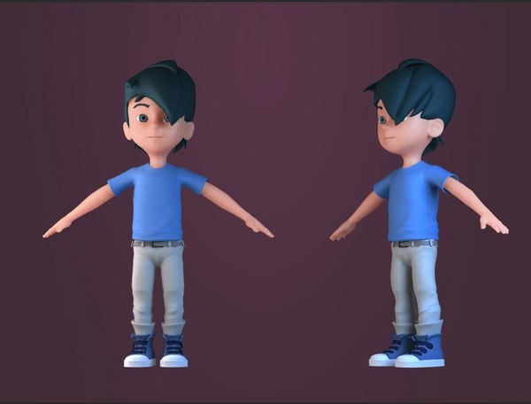 3D Animated characters students passersby Little Boys cartoon boy model ...