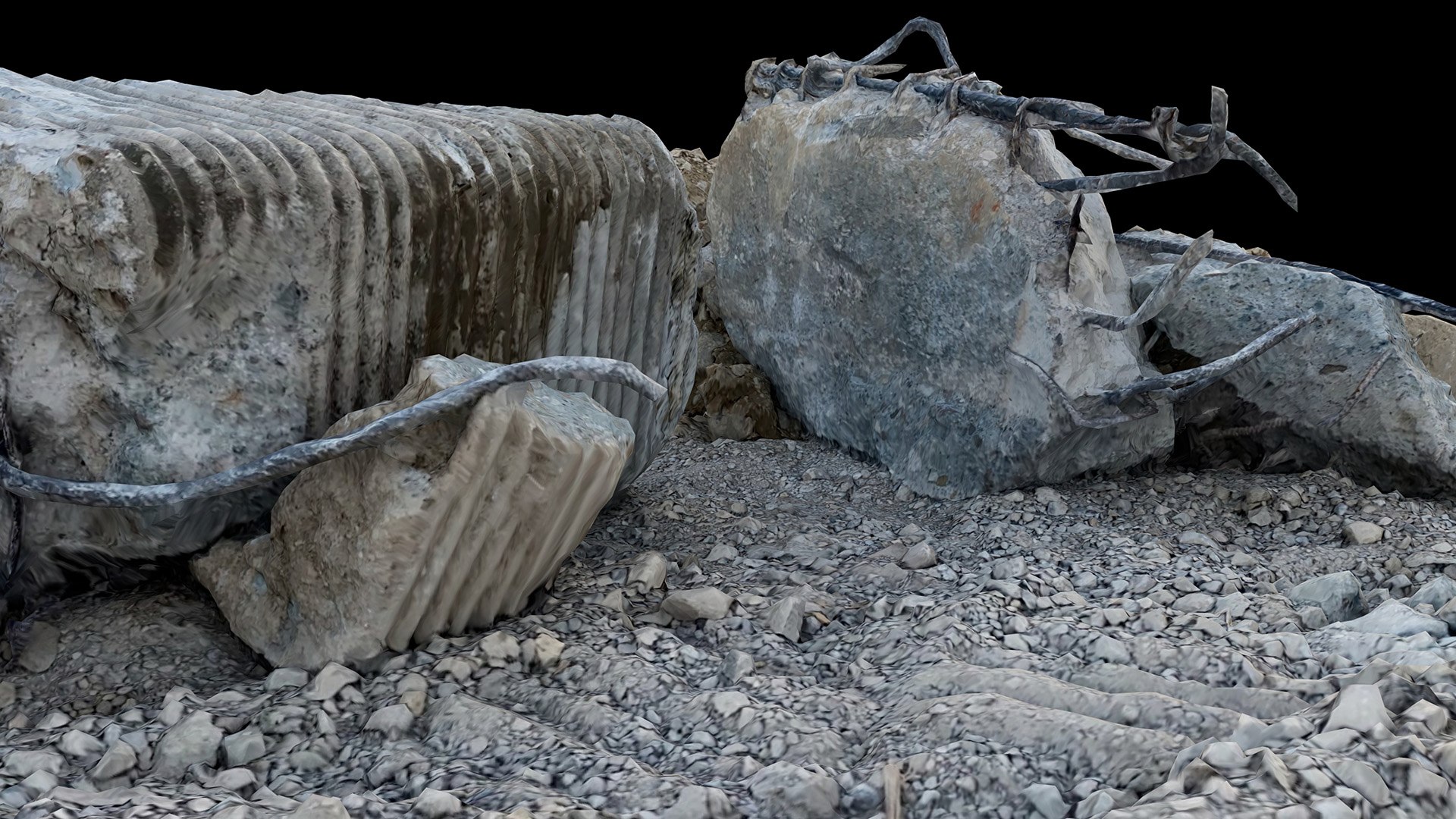 Gravel Concrete 02 - 3D Photogrammetry Model Scan Of Pile Of Concrete ...