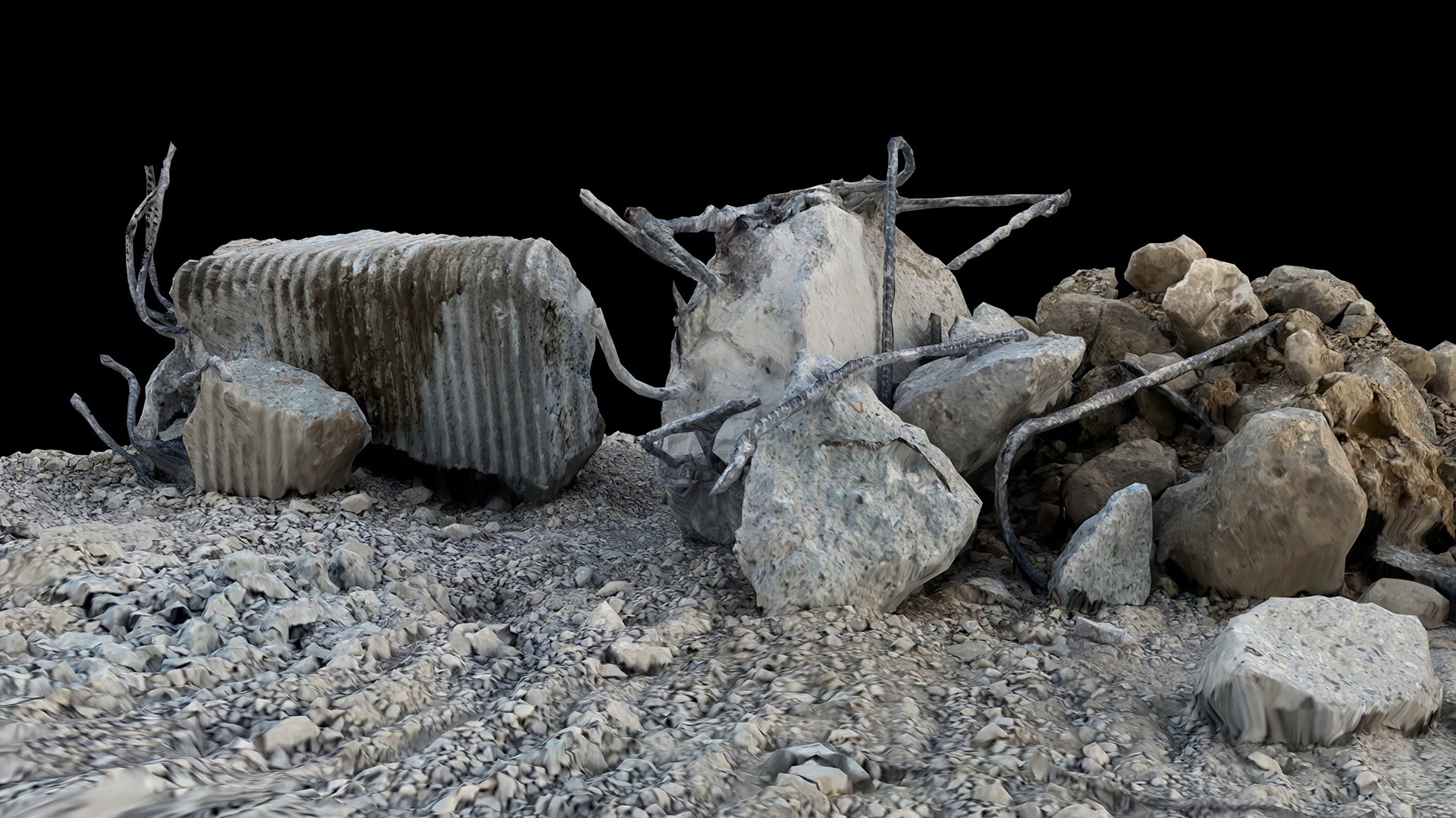 Gravel Concrete 02 - 3D Photogrammetry Model Scan Of Pile Of Concrete ...