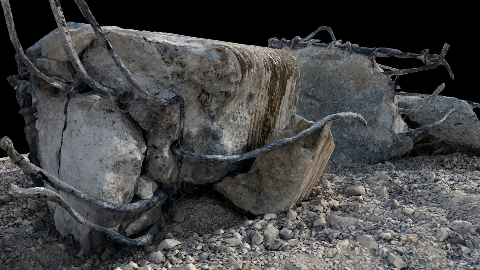 Gravel Concrete 02 - 3D Photogrammetry Model Scan Of Pile Of Concrete ...