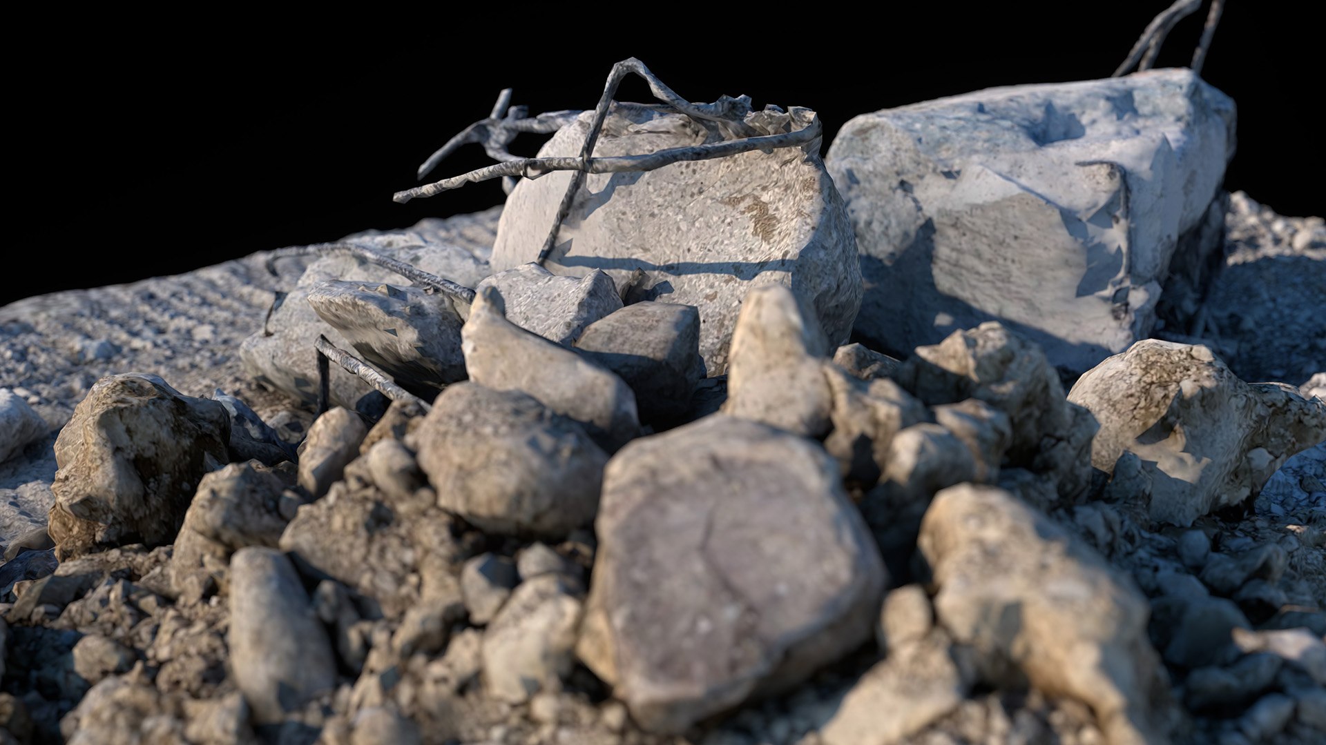 Gravel Concrete 02 - 3D Photogrammetry Model Scan Of Pile Of Concrete ...