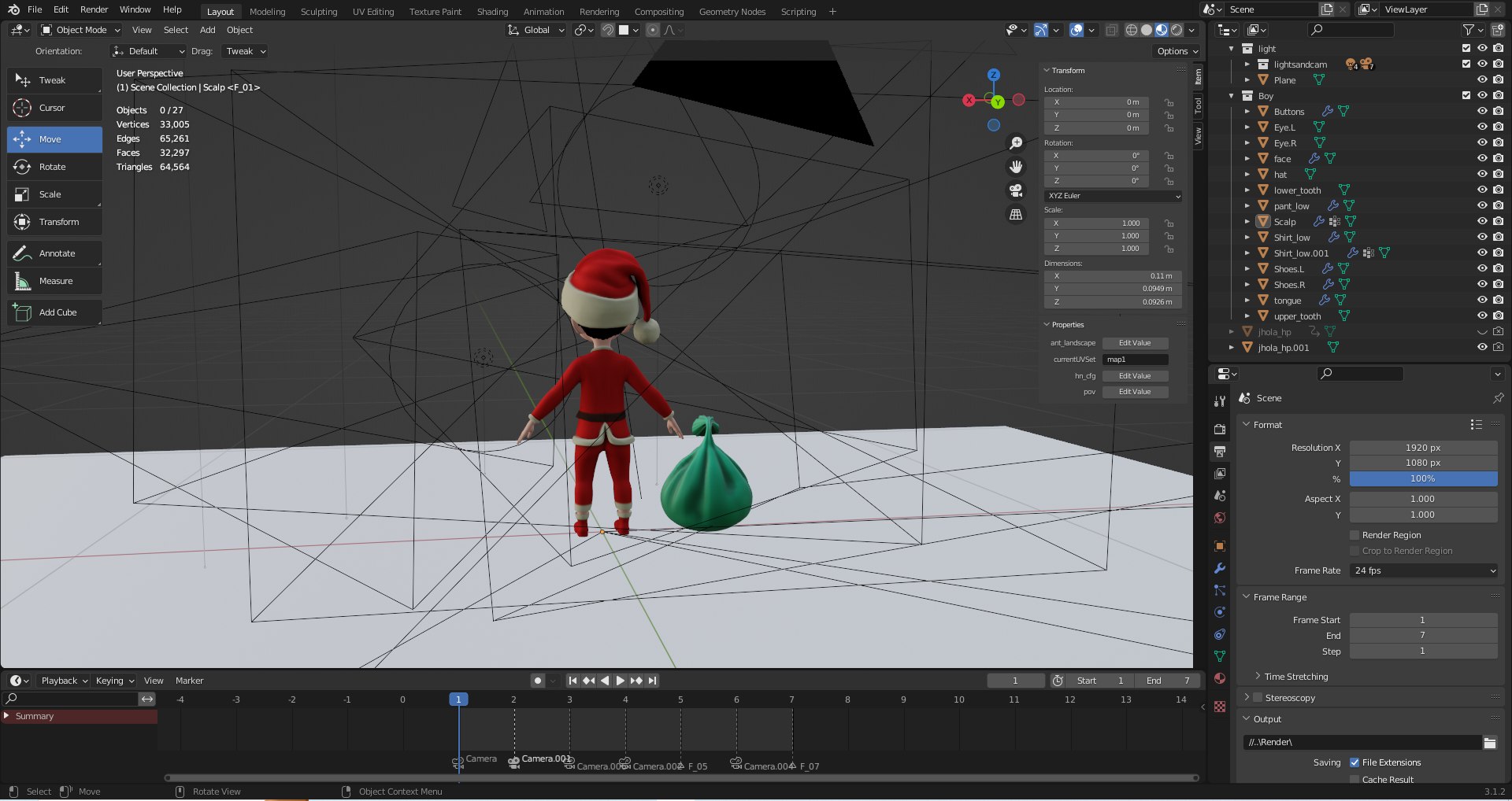 3D Cartoon Santa Boy NO Rigged In Blender Model - TurboSquid 1973850
