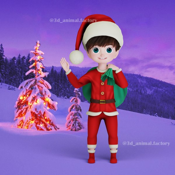 3D Cartoon Santa Boy NO Rigged in Blender model - TurboSquid 1973850