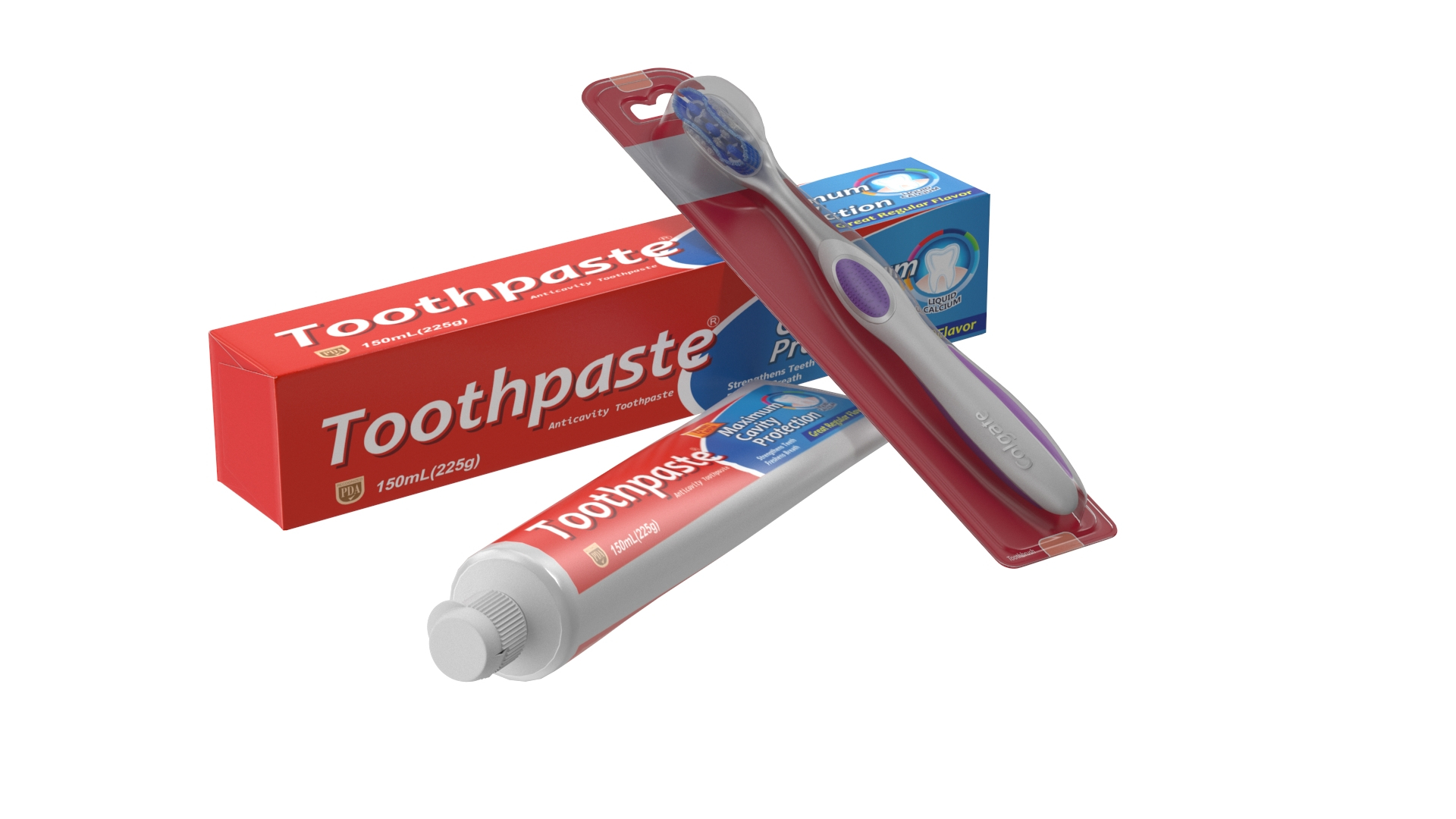 3D Model New Toothpaste And Toothbrush - TurboSquid 2343224
