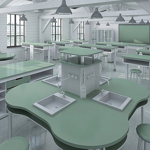 3d classroom render 2