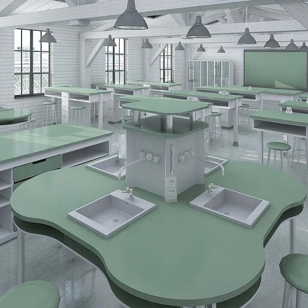 3d classroom render 2