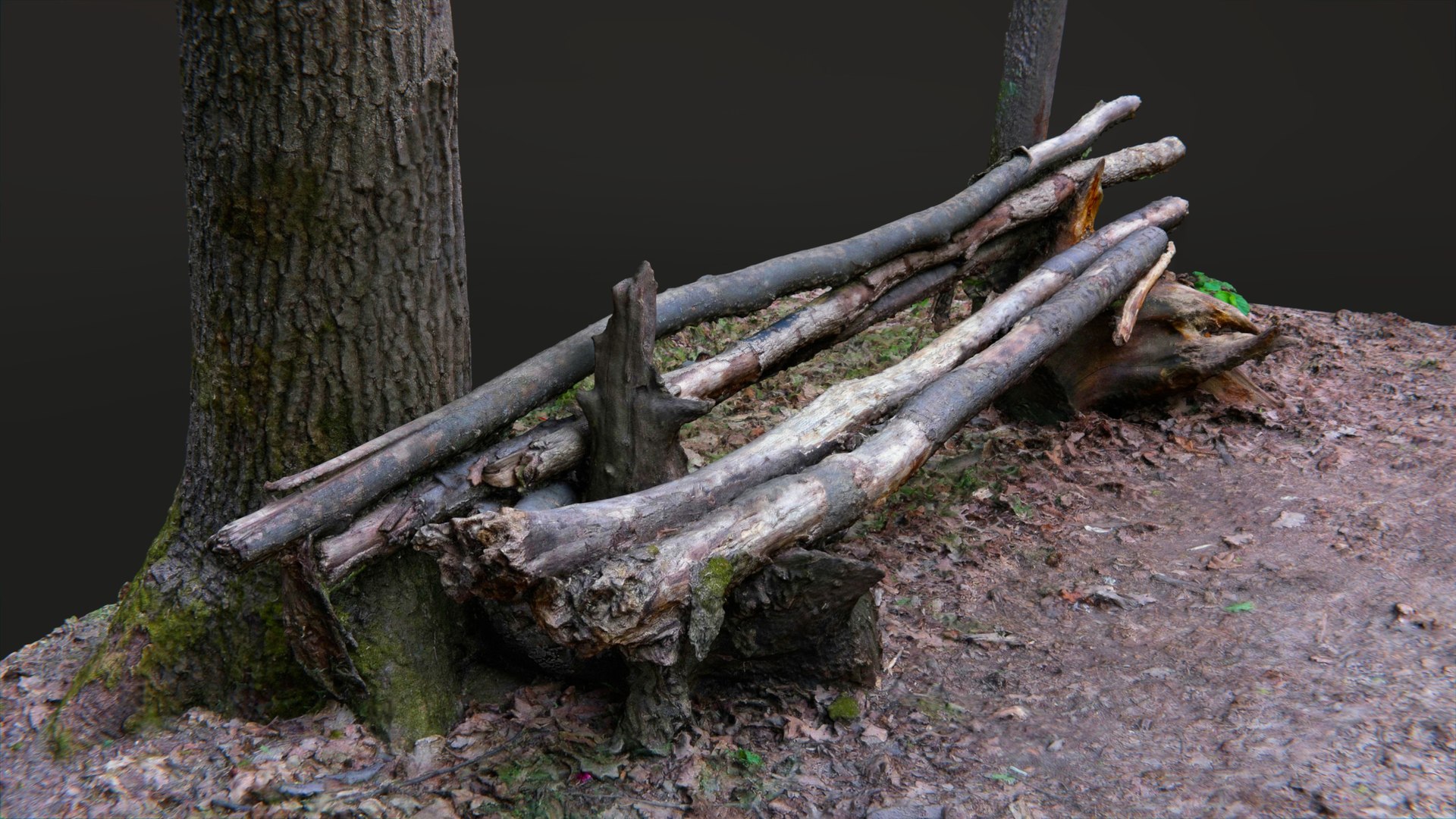3D Bench Logs Forest - TurboSquid 1470039