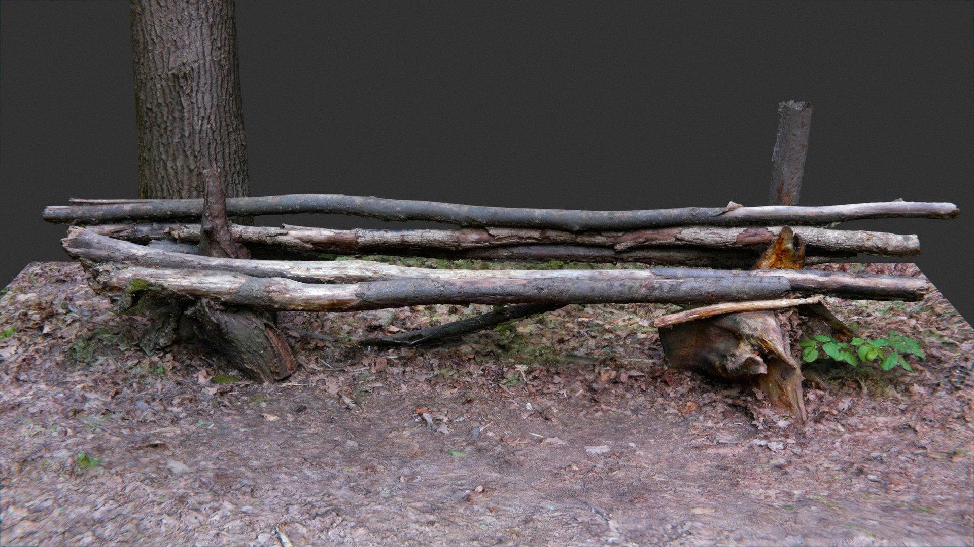3D Bench Logs Forest - TurboSquid 1470039