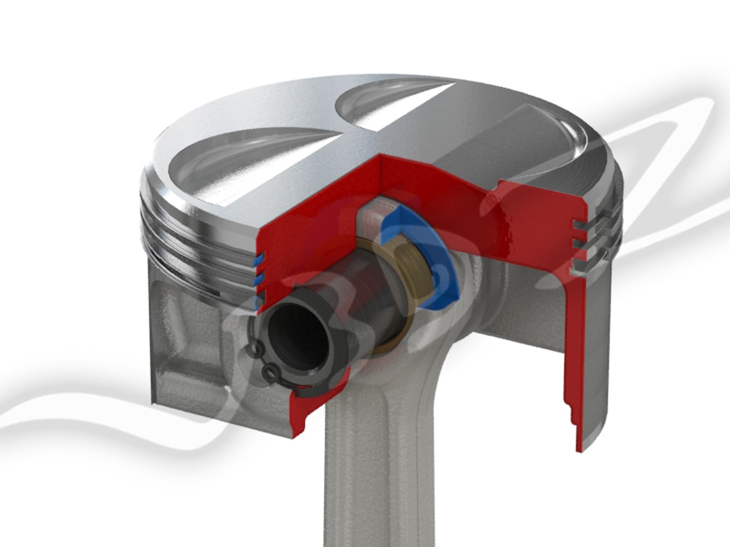 3d Model Piston Cutaway