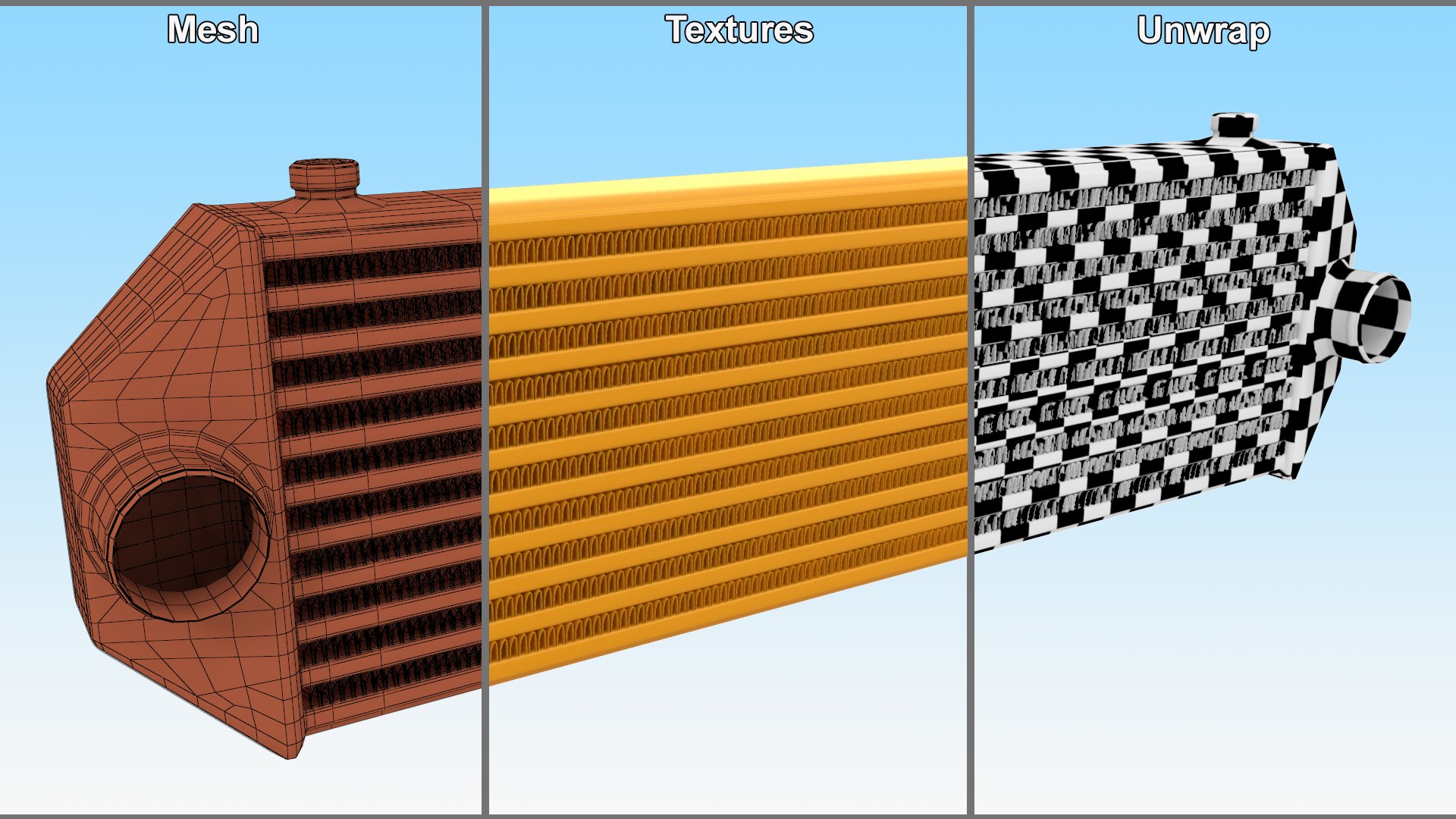 3D Mishimoto Gold Car Intercooler Front Side Pipes - TurboSquid 1930068