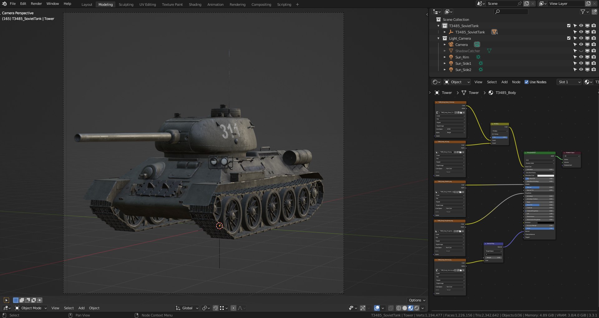 3d Model T 34 85 Tank