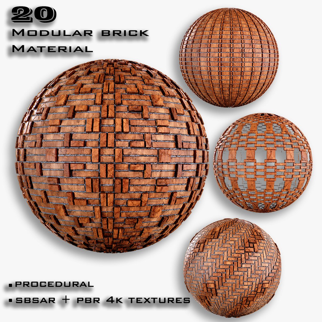 20 Modular brick Material Sbsar 4k texture maps 3D - TurboSquid 2009433