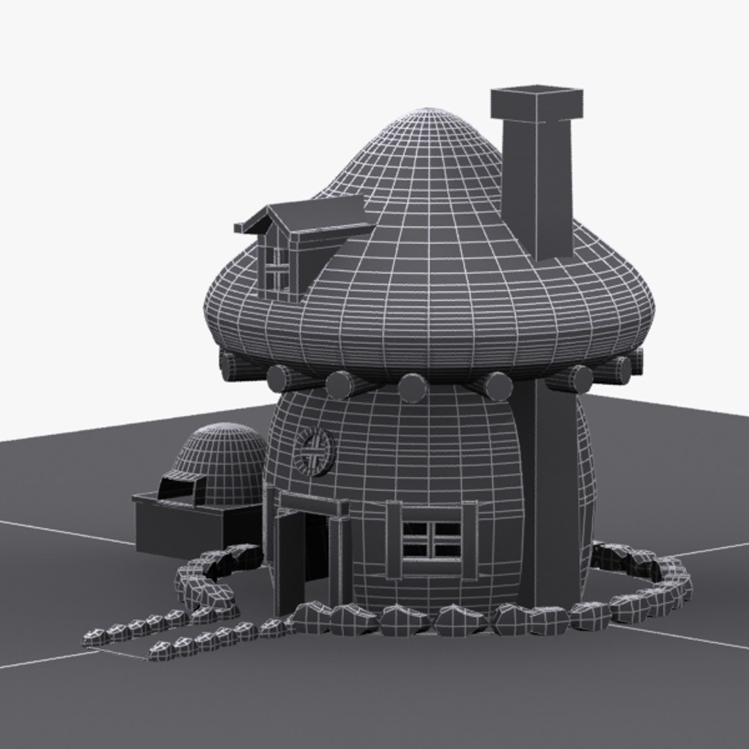 3d Model Mushroom House Smurf