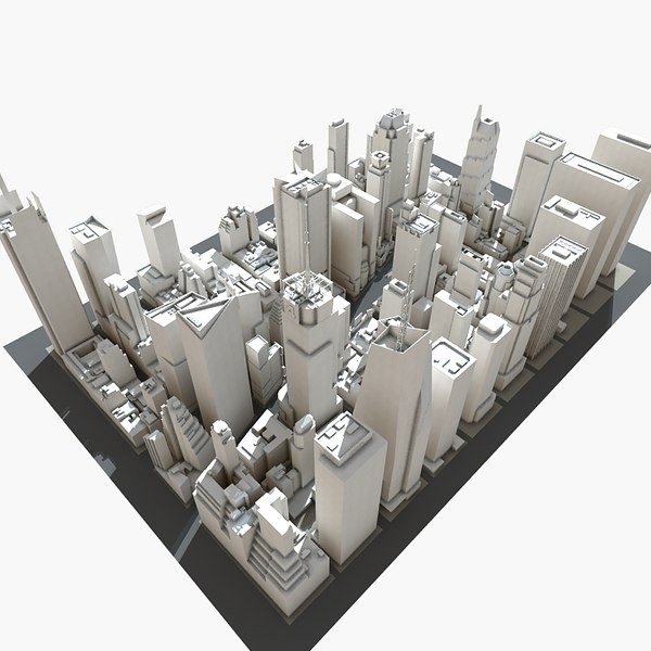 3d square manhattan buildings model