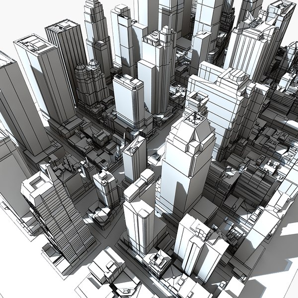 3d square manhattan buildings model