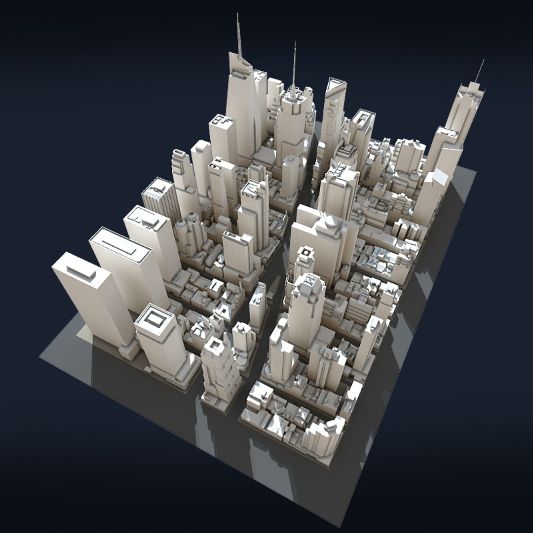 3d Square Manhattan Buildings Model