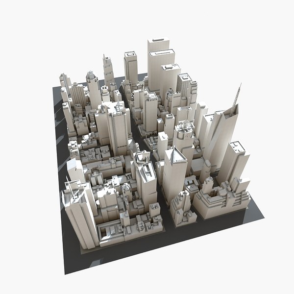 3d square manhattan buildings model