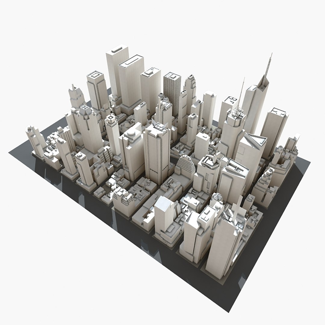 3d Square Manhattan Buildings Model