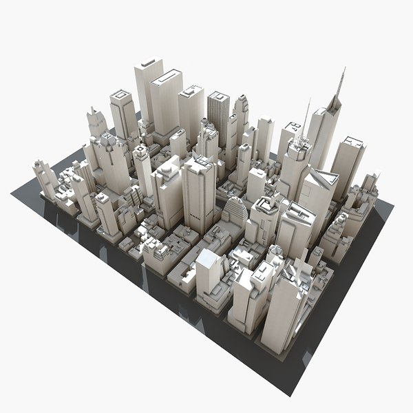 3d square manhattan buildings model